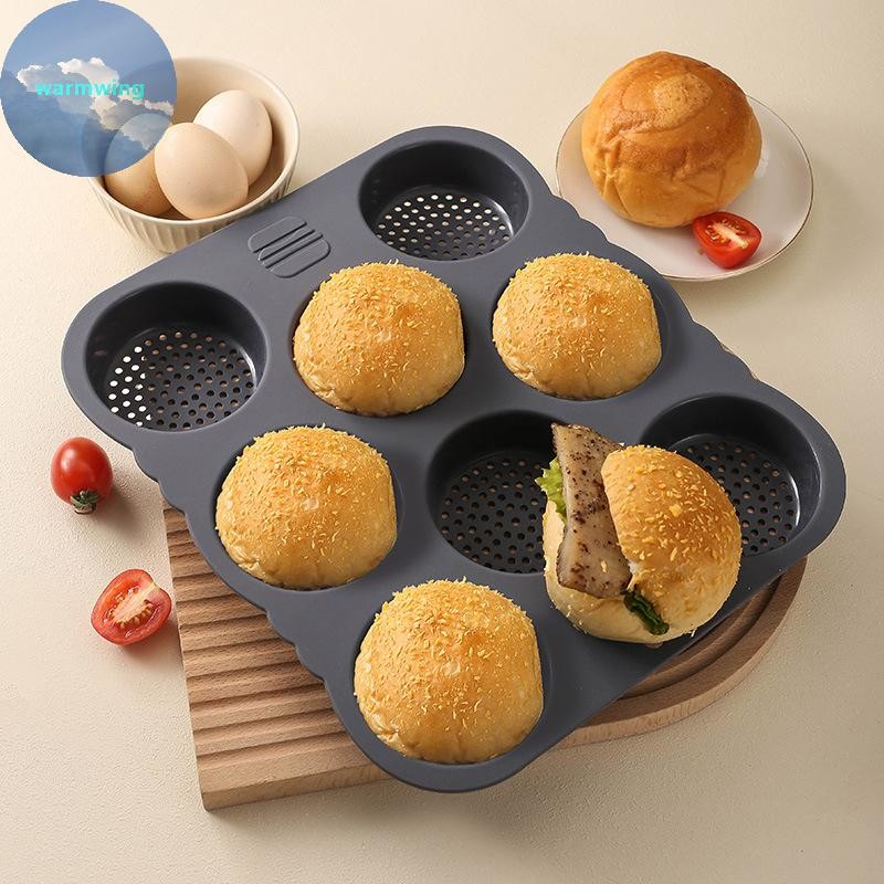 Warmwing แฮมเบอร์เกอร์ Bun Pan 8 Cavity นํากลับมาใช้ใหม่ Non Stick แฮมเบอร์เกอร์ Bun แม่พิมพ์ ...