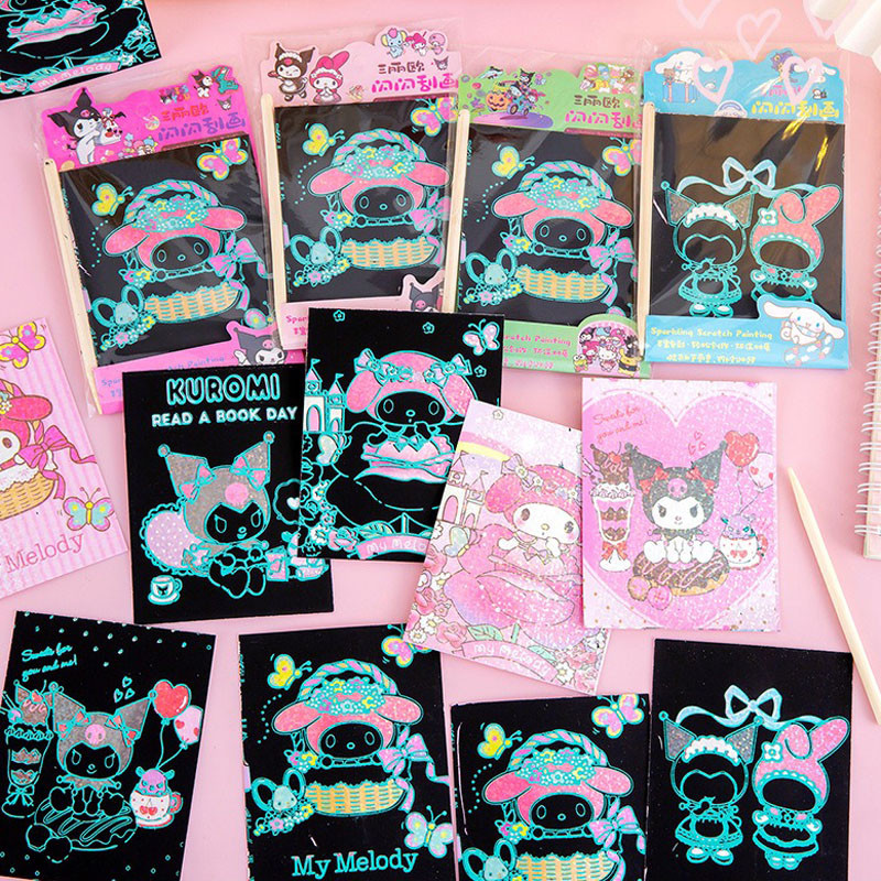 Sanrio Drawing Graffiti ภาพวาดกระดาษมือวาดการ์ตูน Scratch Bookmark ...