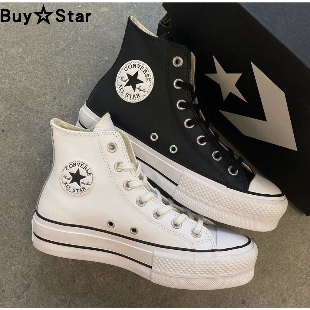 Convers All-Star หนาSoledด้านนอกยก Low-Top High-Top รองเท้าผ้าใบสีขาวสี ...