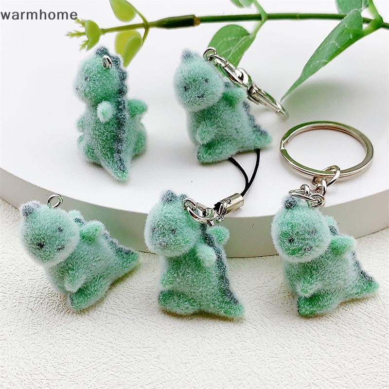 [warmhome] 3d Flocking สีเขียวไดโนเสาร์พวงกุญแจการ์ตูนตุ๊กตาสัตว์พวง ...
