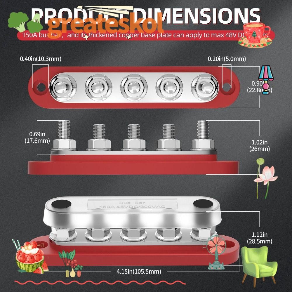 Greateskol Power Distribution Block, Bus Bar พร้อมฝาปิดรถยนต์, Mini ...