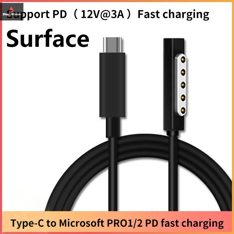 Cod 15V 3A Surface Connect To Type C PD Fast สายชาร์จสําหรับ Microsoft Surface Pro 8/7/6/5/4/3 ...