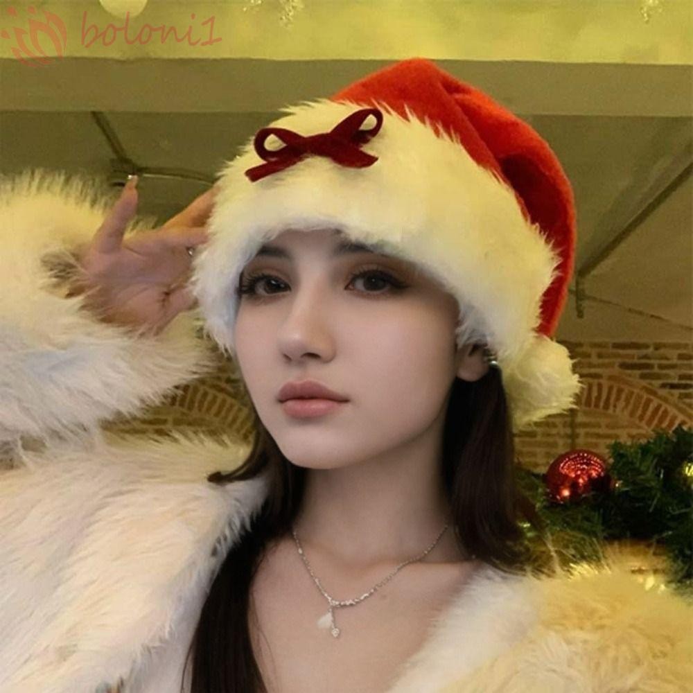 [COD] หมวกตุ๊กตาคริสต์มาส, หมวกขนนุ่มโบว์สีดํา, อุปกรณ์ผ้าท่อไอเสียที่ ...