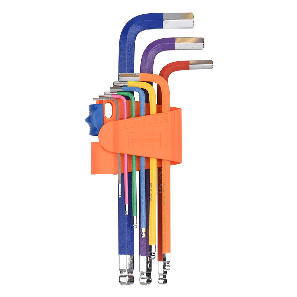 ใหม่-9PCS Multicolor L-Key Set Metric Hex Long Arm Ball End Hex Key Set ...