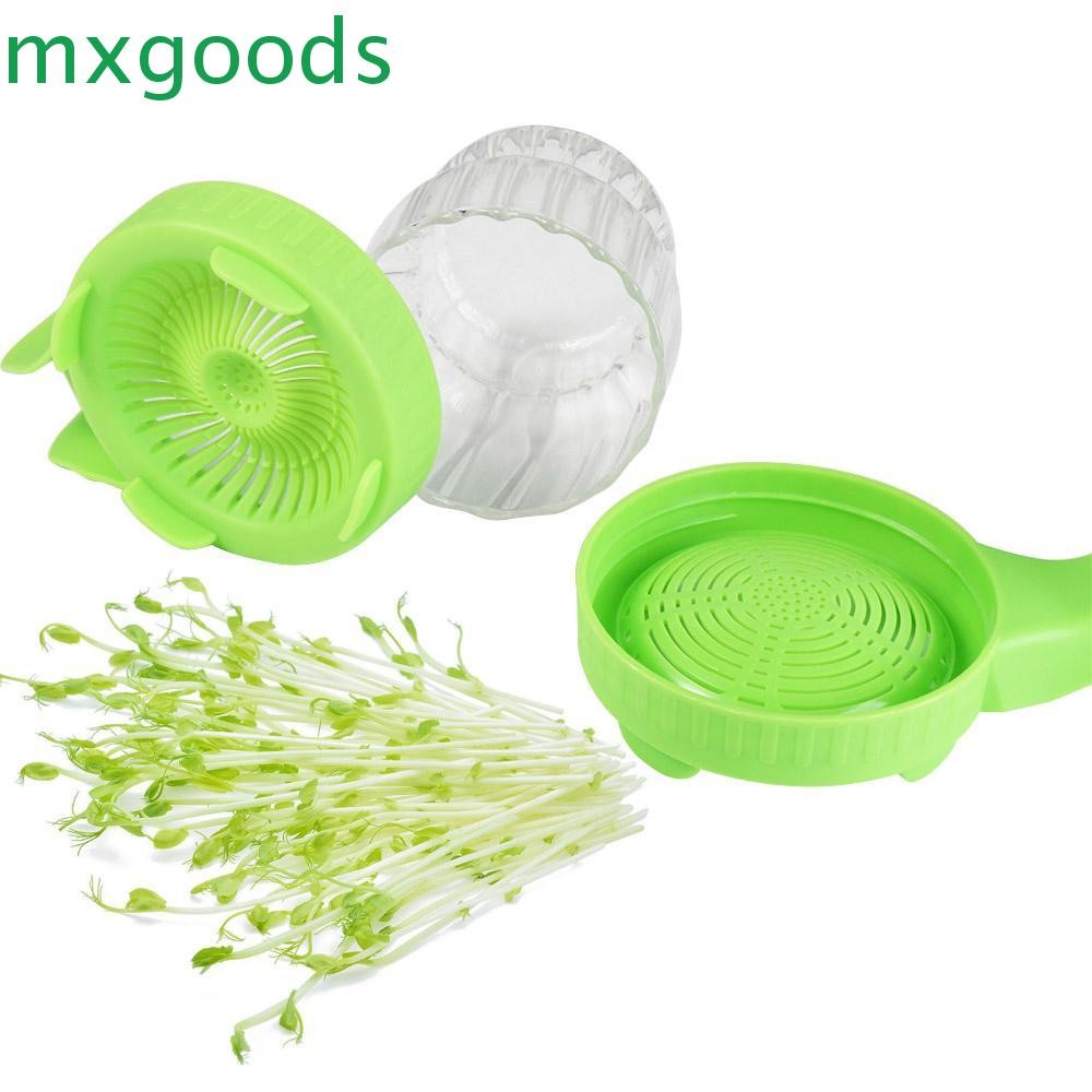 MXGOODS ฝาแตกหน่อ, ฝาครอบต้นอ่อนสีเขียวแบบตาข่าย, การงอก 86 มม. พลาสติกพร้อมที่จับ ถั่วงอกฝากรอง ...