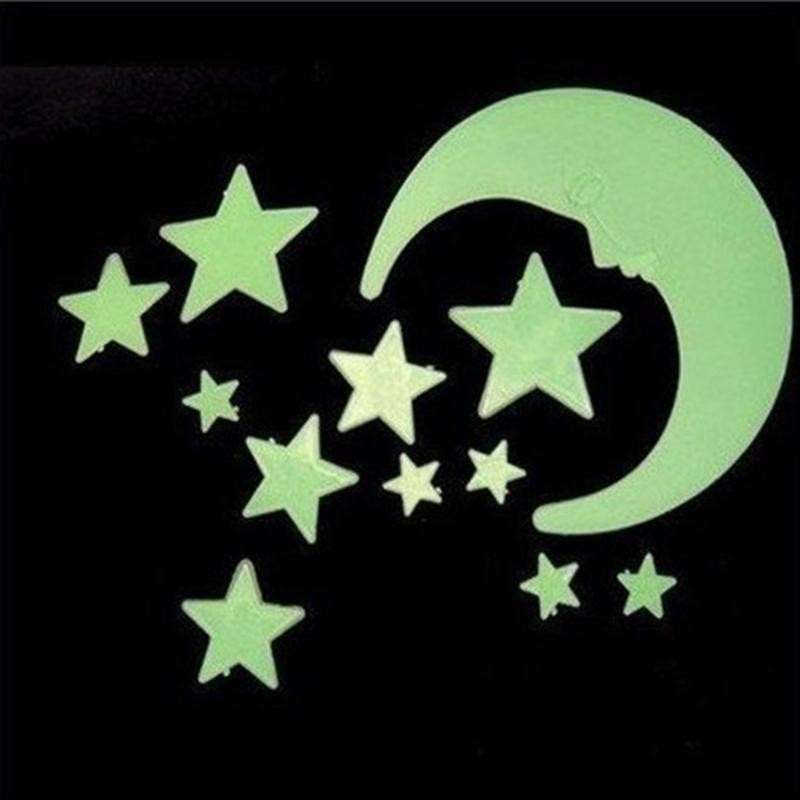 สติ๊กเกอร์ติดผนังพลาสติก AA Moon Star แสงสว่างในยามมืด สำหรับห้องเด็ก ...