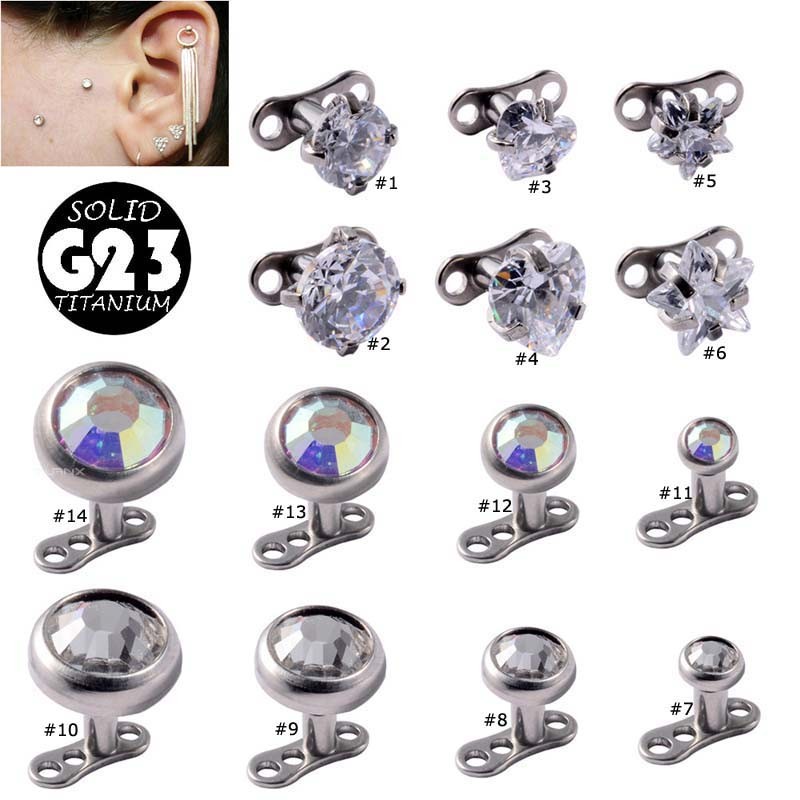 1 ชิ้น G23 Titanium Round Heart Star Shape Body Micro Dermal Piercings ...