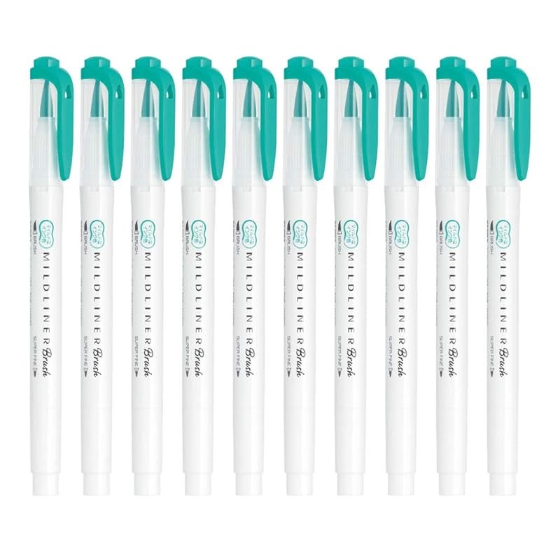 Zebra Mildliner Brush Highlighter Mild Summer สีเขียว 10 ชิ้น B-Wft8-Msg | Shopee Thailand