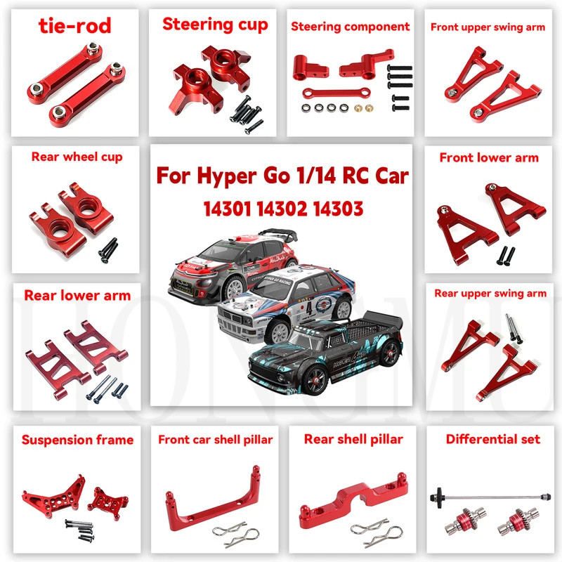 ชุดแขนสวิงบนและล่างสำหรับรถ RC MJX Hyper Go 14301 14302 14303 ชิ้นส่วนอัพเกรดตัวถังและขาตั้ง ...