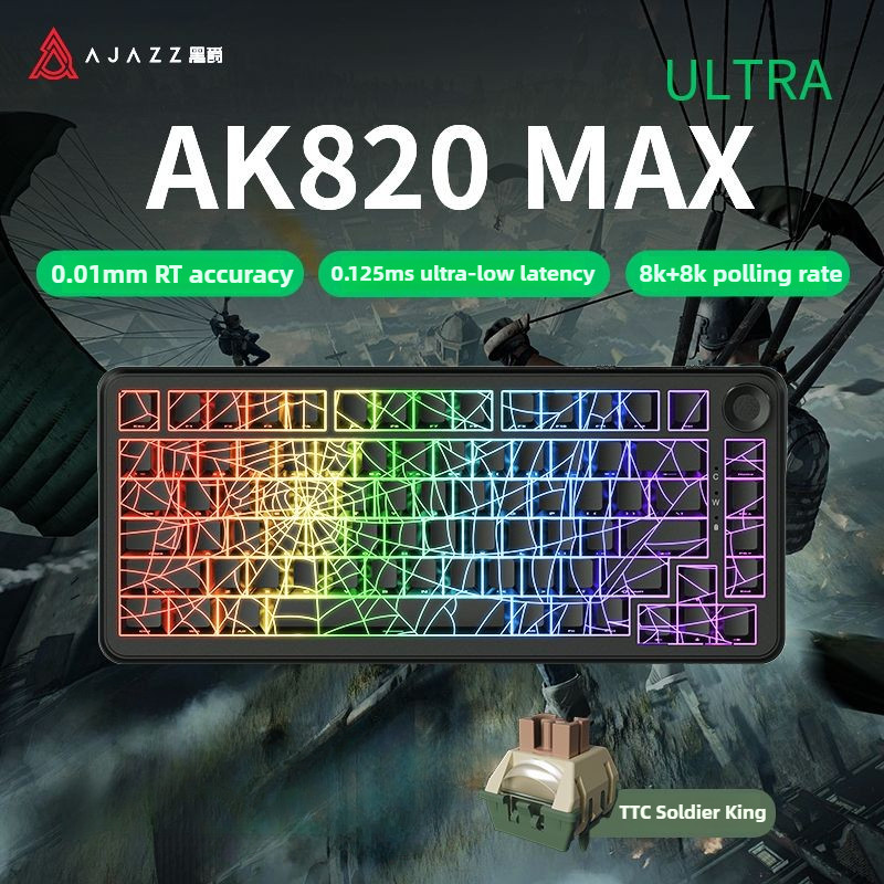 Ajazz AK820 Max ULTRA สวิทช์แม่เหล็ก Esports คีย์บอร์ด 3 โหมดแบบมีสาย ...