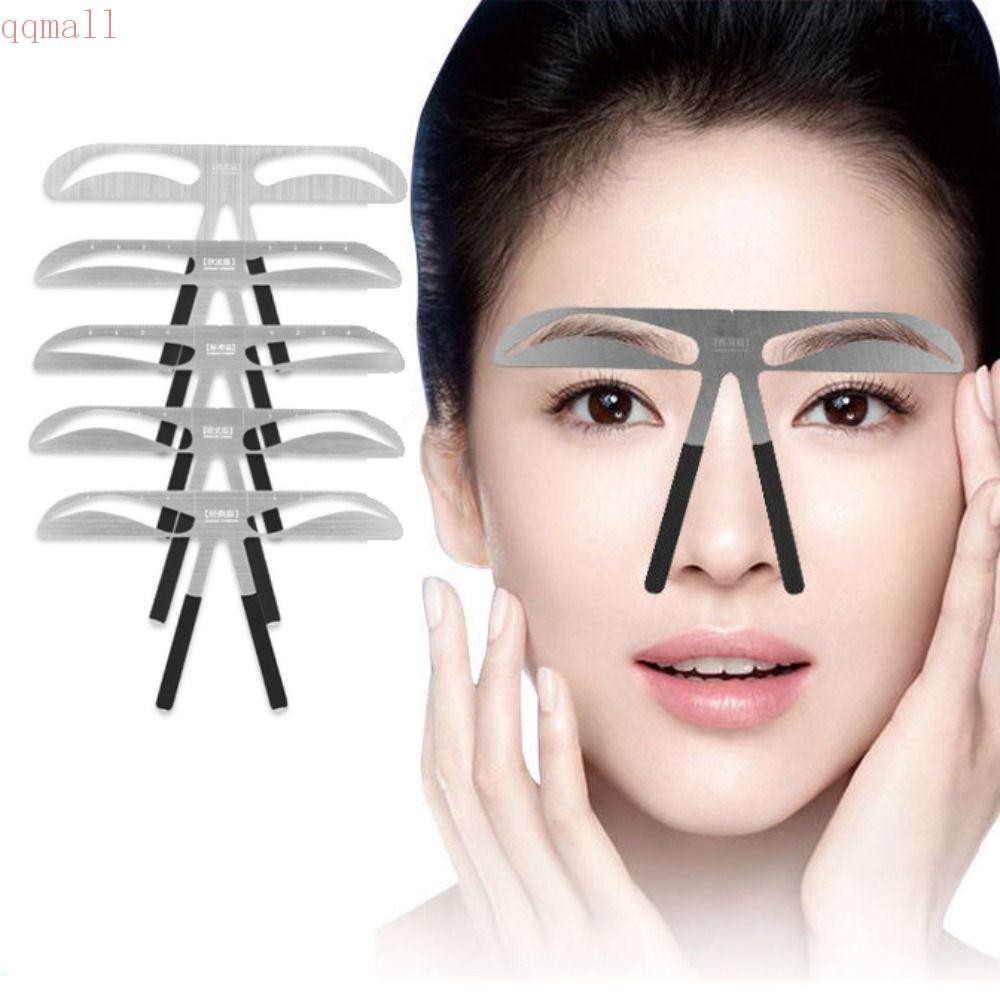 QQMALL ไม้บรรทัดสักคิ้ว, 3D 10 รูปแบบ Microblading Eyebrow Stencil, เครื่องมือวัด Balance Shaper ...