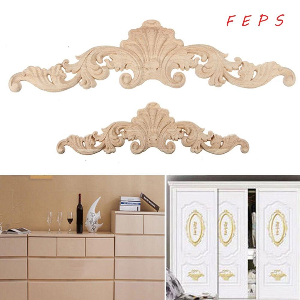 FEPS 1/2 ชิ้นดอกไม้ไม้แกะสลัก Decal เฟอร์นิเจอร์หัตถกรรมตกแต่ง Appliques กรอบ | Shopee Thailand