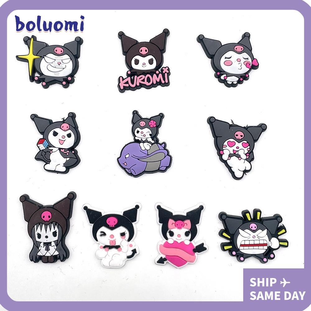 Bolomi 10PCS รองเท้าแตะจี้ปุ่ม, Sanrio Kuromi DIY รองเท้าหัวเข็มขัดคลิป ...