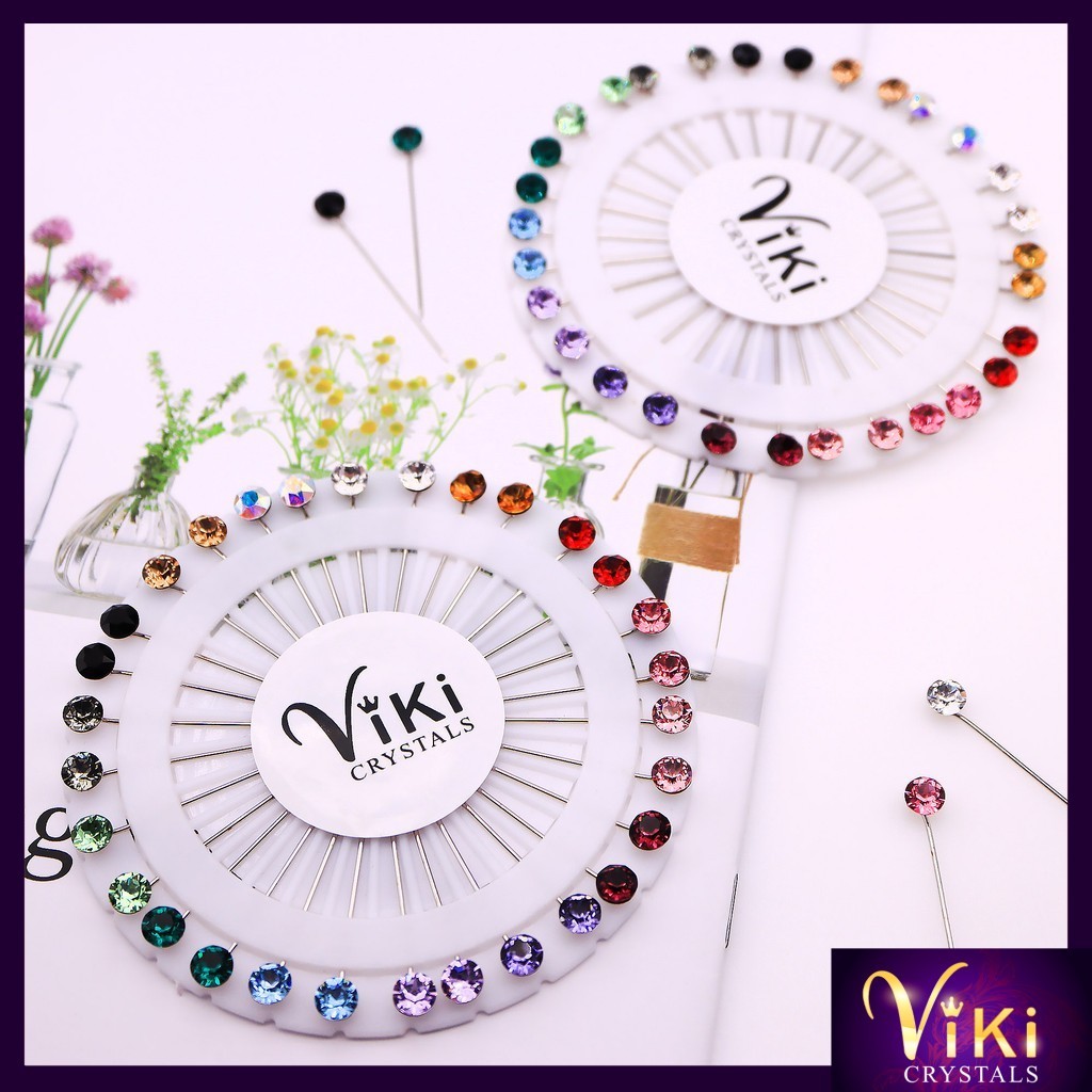 VIKI Crystal SW73 Q157 (1 ชุด 30 ชิ้น) Pin Jarum Peniti Tudung ...