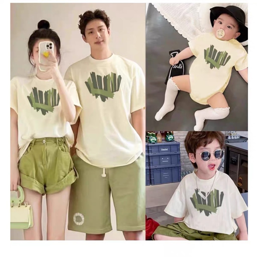 🔥พร้อมส่ง&COD🔥RINA STUDIO เสื้อผ้าพ่อแม่ลูก เสื้อยืดผ้าฝ้ายยิ้ม ยืด 100% 4ค พิมพ์ทนทาน-พิมพ์ ...