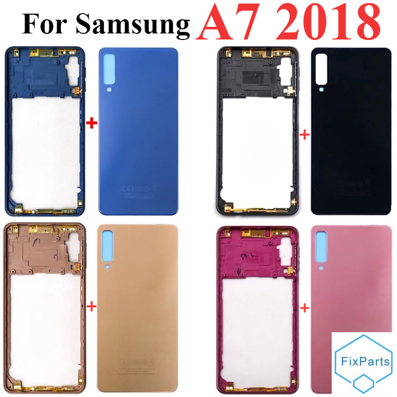 สําหรับ Samsung Galaxy A7 2018 A750F SM-A750 ฝาหลังแบตเตอรี่ + กรอบกลาง ...