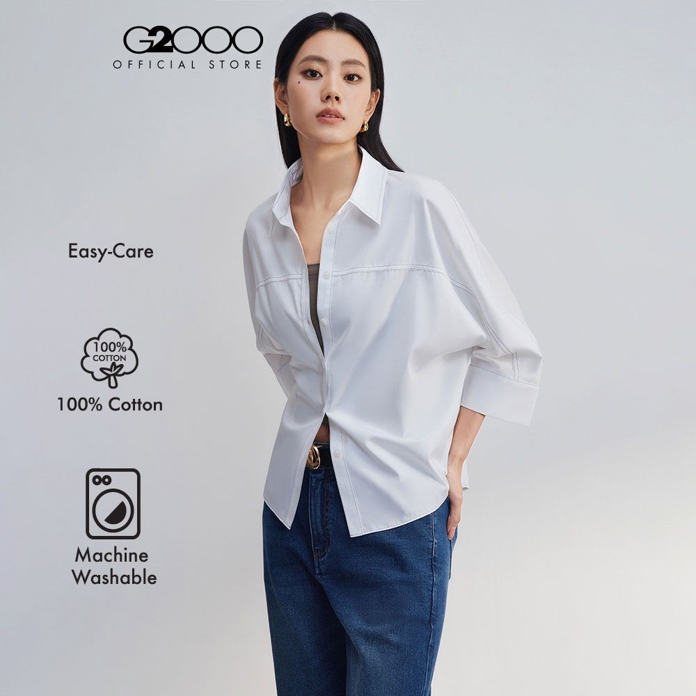 G2000 เสื้อเชิ้ตลำลองสำหรับผู้หญิง ทรง Diamond Shape รุ่น 4622372000 WHITE | Shopee Thailand