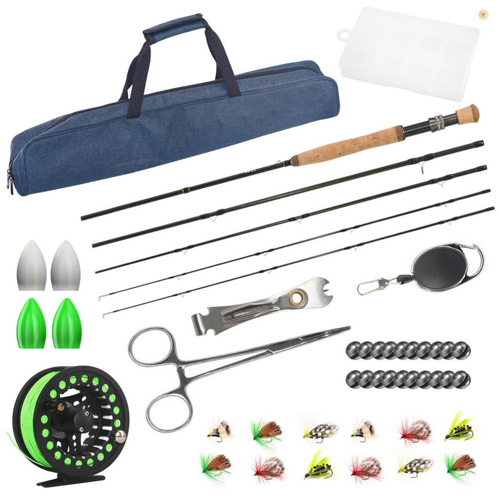 Carbon Fly Fishing Rod และ Reel Combo Set 42 ชิ้นชุด Fly Fishing Gear ...