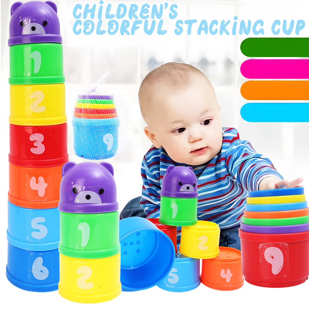 3 ชุด Stack & Nest Cups ของเล่นเดินทางขนาดกะทัดรัด | ชุดการศึกษาเด็กปลอดสาร บีพีเอ แบบประหยัด ...