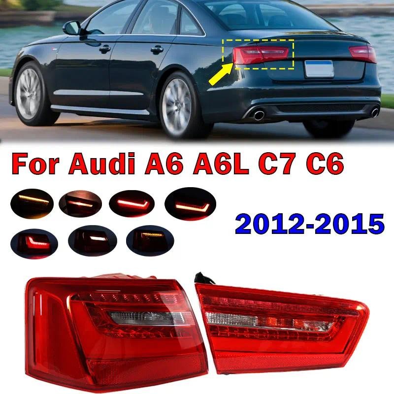 สําหรับ Audi A6 A6L C7 C6 2012 2013 2014 2015 รถ LED ไฟท้ายด้านหลังเบรคคําเตือนสัญญาณโคมไฟ Auto ...