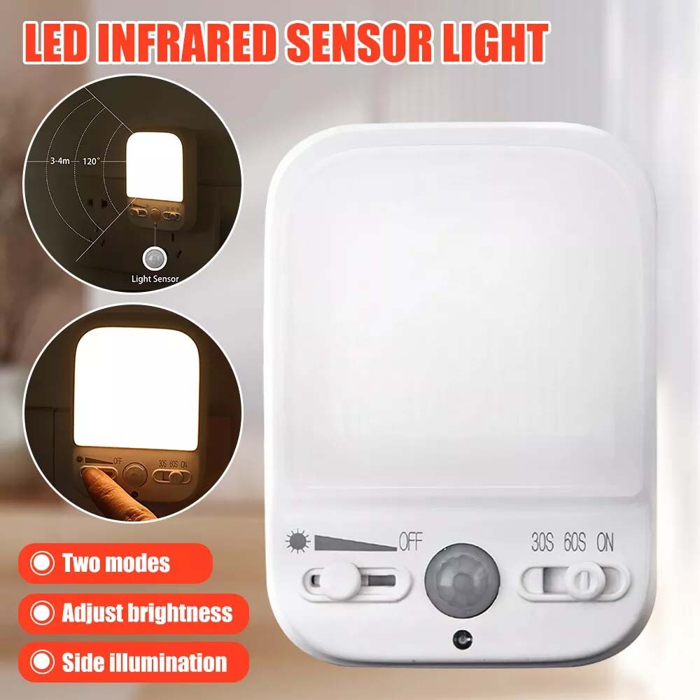 Plug In PIR Motion Sensor Hallway Plug Socket LED Home Night Light Lamp ...