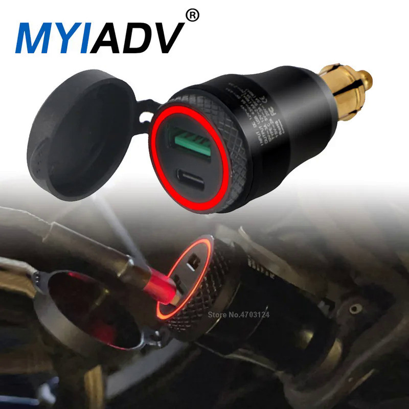 WYI Motorcycle Quick Charger 3.0 USB & Type C DIN Hella Plug Socket ...