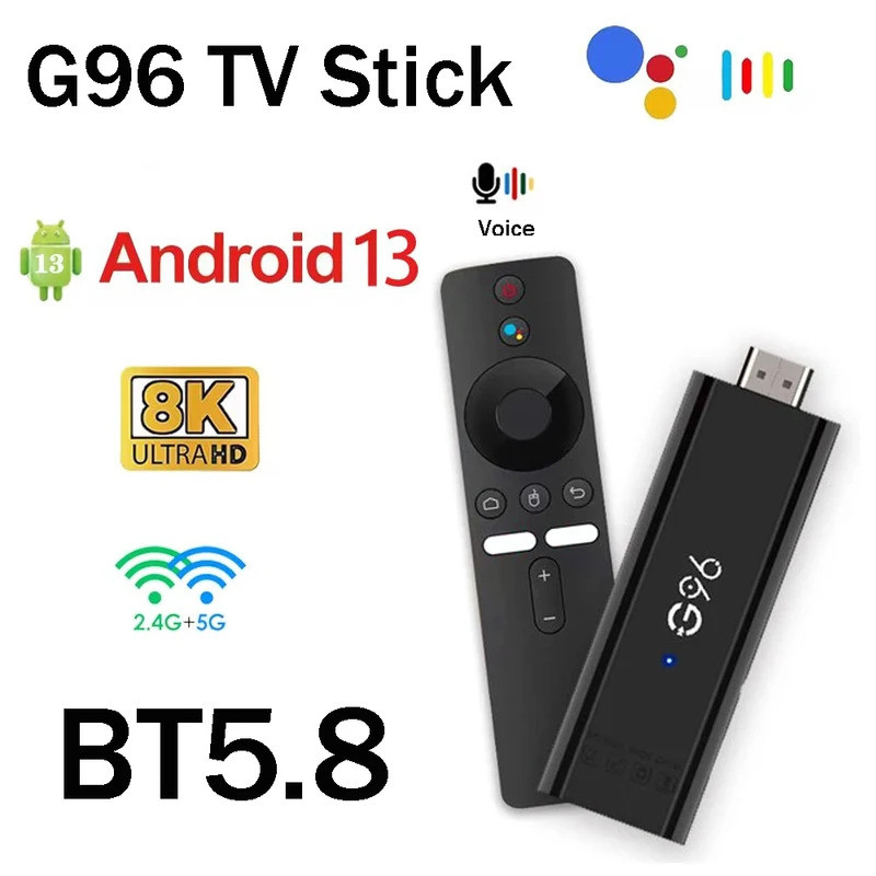 G96 ATV TV Stick Android 13.0 HD 8K 4K HDR10 Smart TV Stick Voice ...