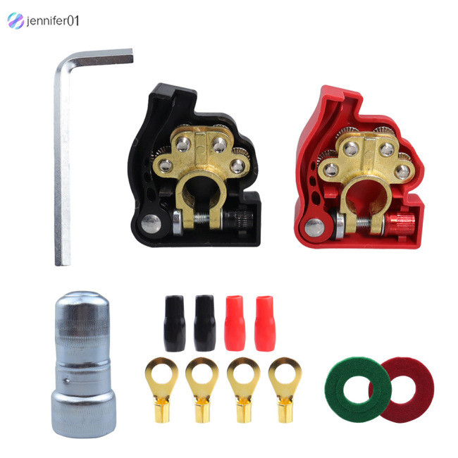 Jen 2 ชิ้นแบตเตอรี่รถยนต์ Terminal Connector Kit 4 Way Positive Negative Pole Quick Release ...