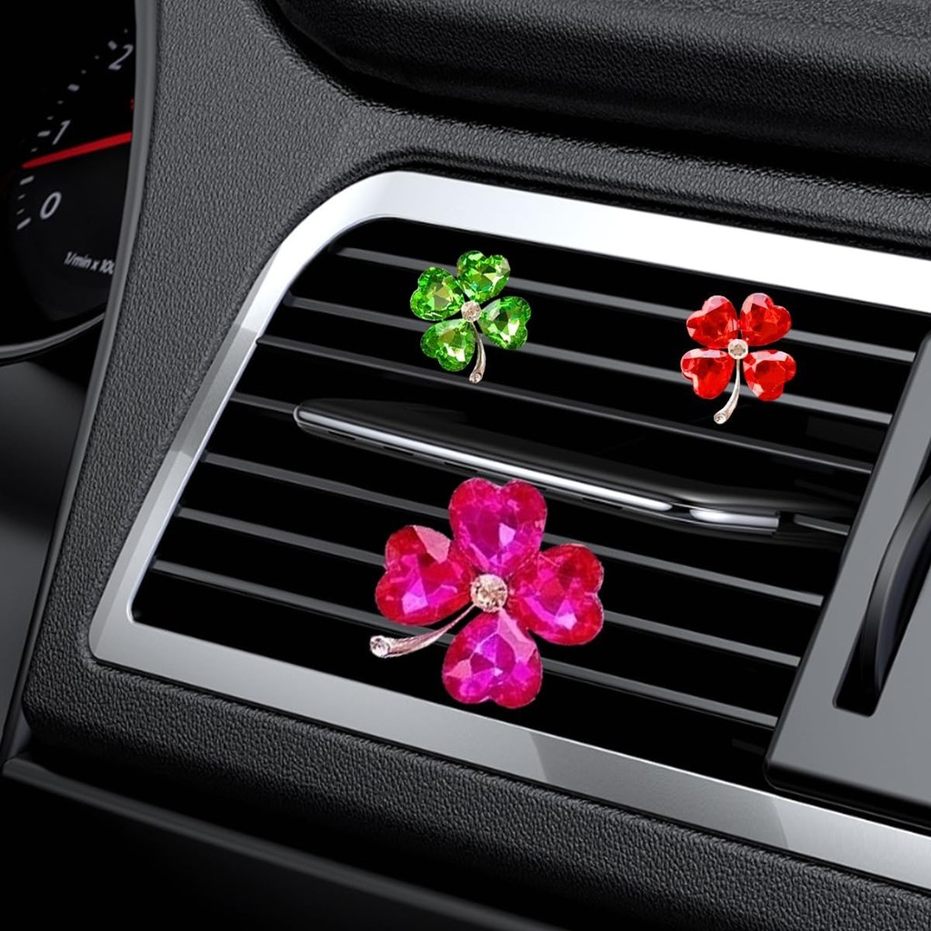 3 ชิ้น Four Leaf Clover Air Vent คลิป – คริสตัล Rhinestone Car Air ...