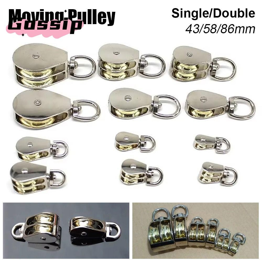 GOSSIP 1 ชิ้น Moving Pulley, เดี่ยว/ล้อคู่โลหะผสมสังกะสี Messenger Pulley, Mini 43/58/86 ...