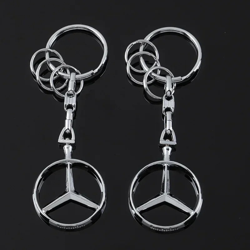 โลหะโลโก้รถ Key Chain พวงกุญแจใบเตยสําหรับ Mercedes Benz W205 W206 W210 ...