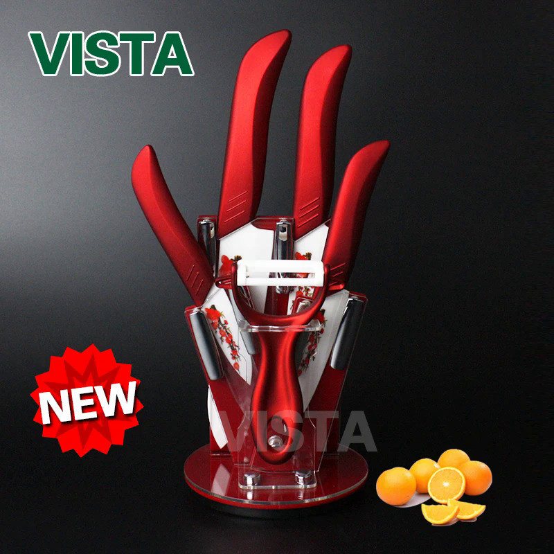 Kitchen Knives flower print set 3 "4" 5 "6" ceramic knives set with ...