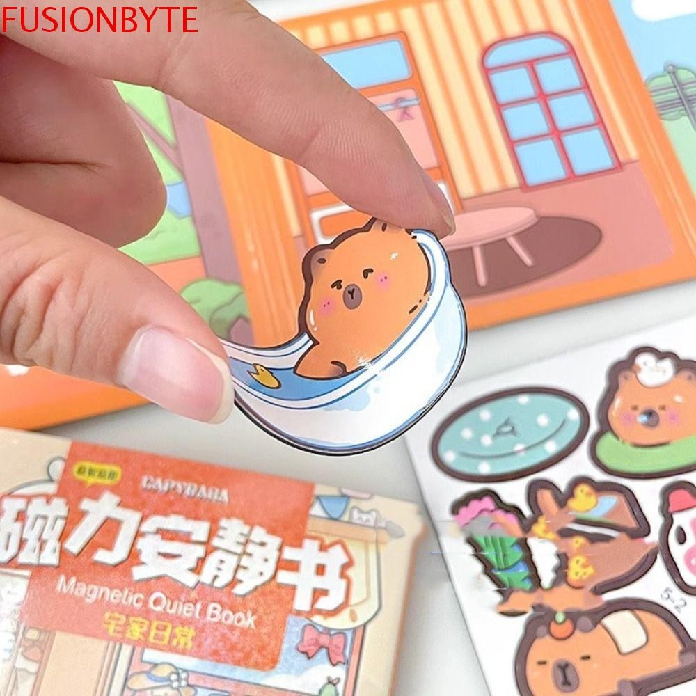 Fusionbyte Magnetic Quiet Book, Handmade กระดาษ Capybara สติกเกอร์หนังสือ,แม่เหล็ก Patch Book ...
