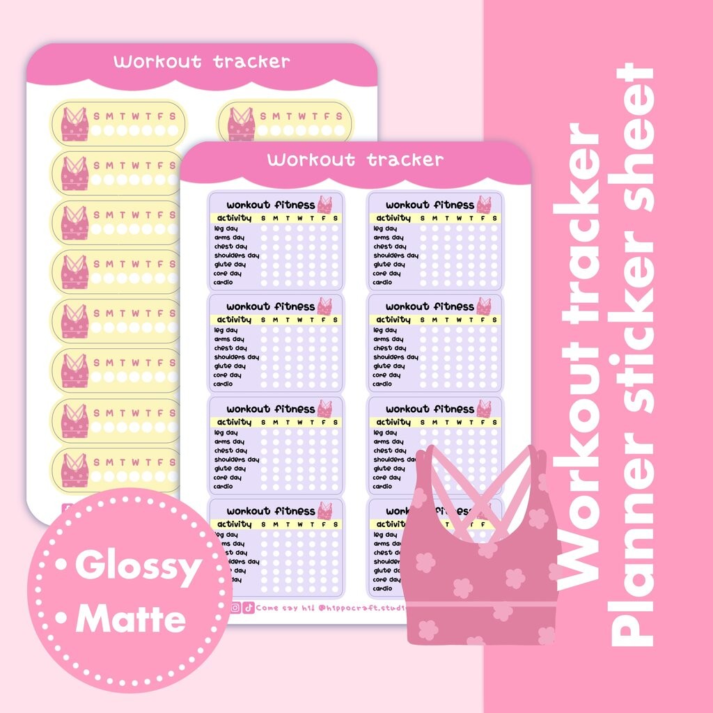 Workout tracker | Kawaii tracker sticker sheet สติ๊กเกอร์บันทึกการ ...