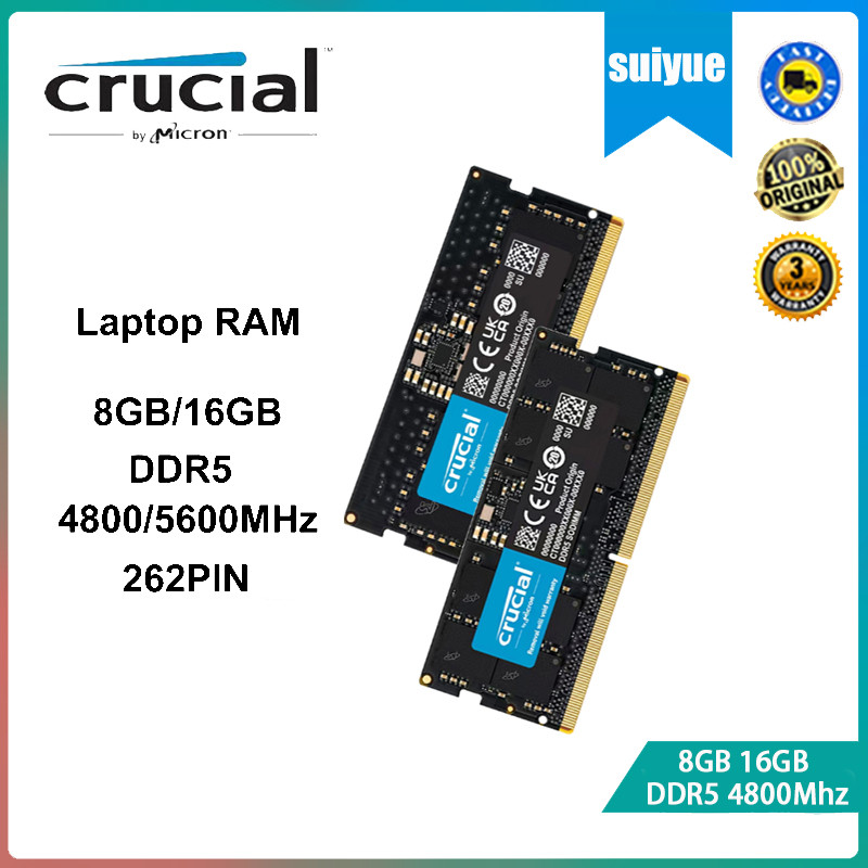 Crucial 8GB 12GB 16GB 32GB 42GB DDR5 4800Mhz 5600Mhz 1.1V 262Pin SODIMM หน่วยความจําแล็ปท็อป RAM ...