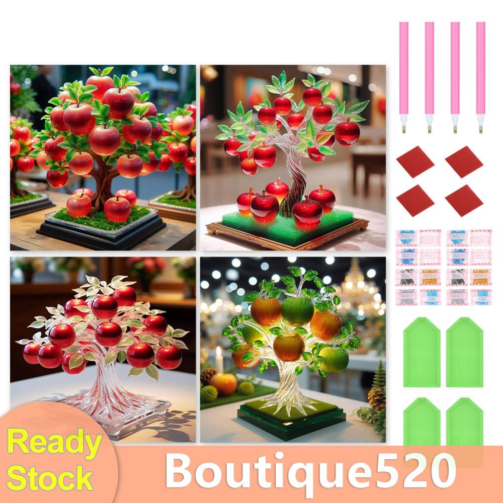 4 ชิ้น 5D DIY เต็มรอบเจาะเพชรภาพวาด Apple Tree Home Decor Art 30x30 ซม. ...