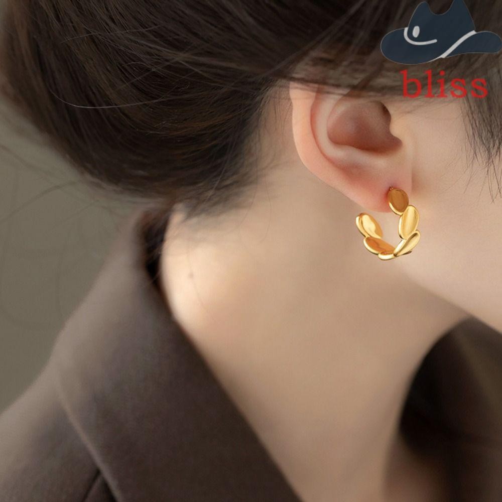 BLISS Drop ต่างหู, การออกแบบความงาม C รูปต่างหูห้อยของผู้หญิง, ทองประณีต/เงินอารมณ์เรียบง่ายต่าง ...