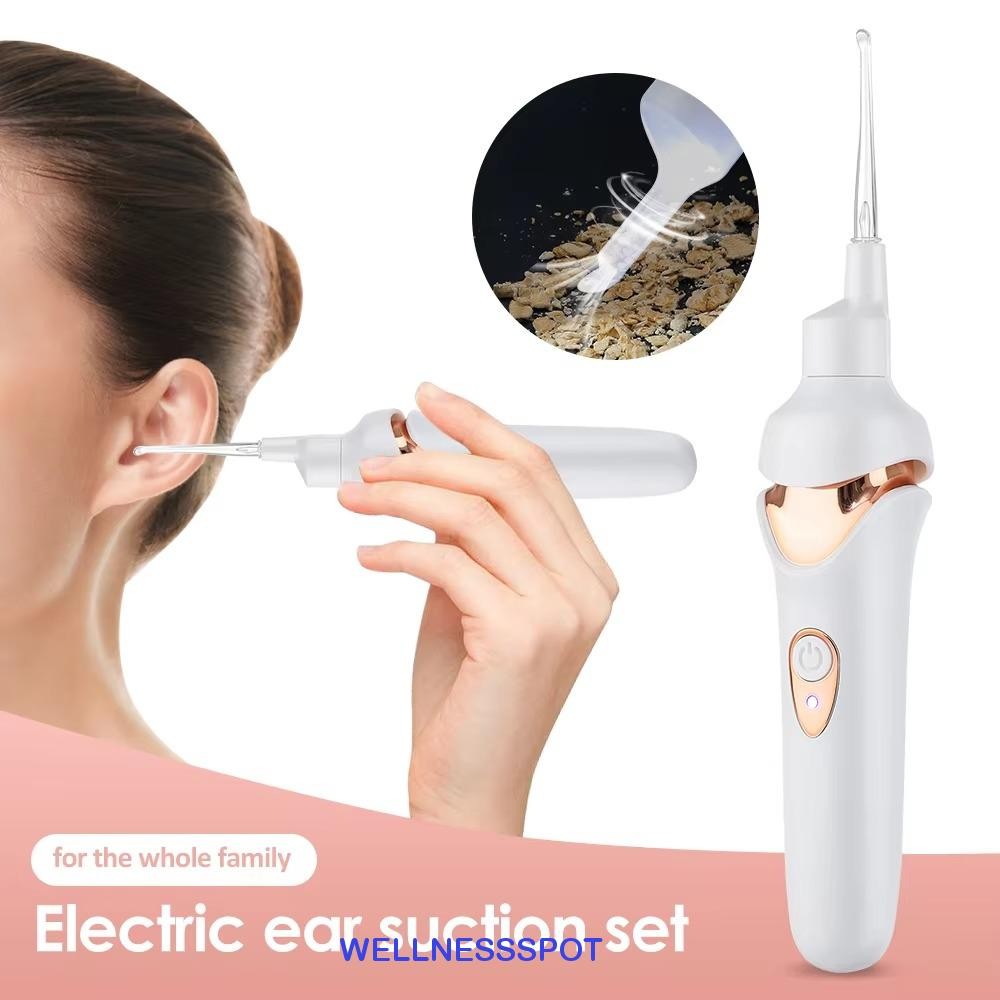 WELLNESSSPOT ไม้จิ้มหูไฟฟ้า, USB ชาร์จ Luminous Ear Wax ดูด Remover,แบบพกพา LED Light Safety ...