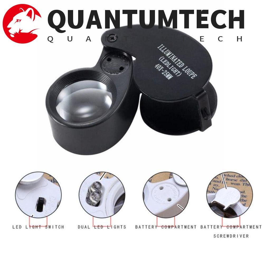 QUANTUMTECH แว่นขยายพับได้, แว่นขยาย Loupe เรืองแสงพับ 40X, Mini 40X มือถือเส้นผ่านศูนย์กลาง 25 ...