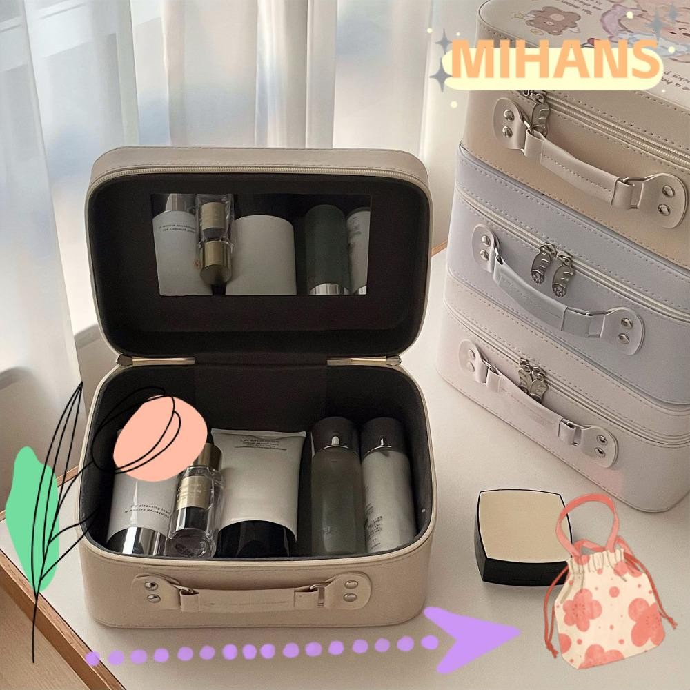 กล่องแต่งหน้า MIH, PU มีหูหิ้วสกินแคร์ Sorting Box, กระเป๋าเดินทางพิมพ์ลายน่ารักทรงสี่เหลี่ยม ...