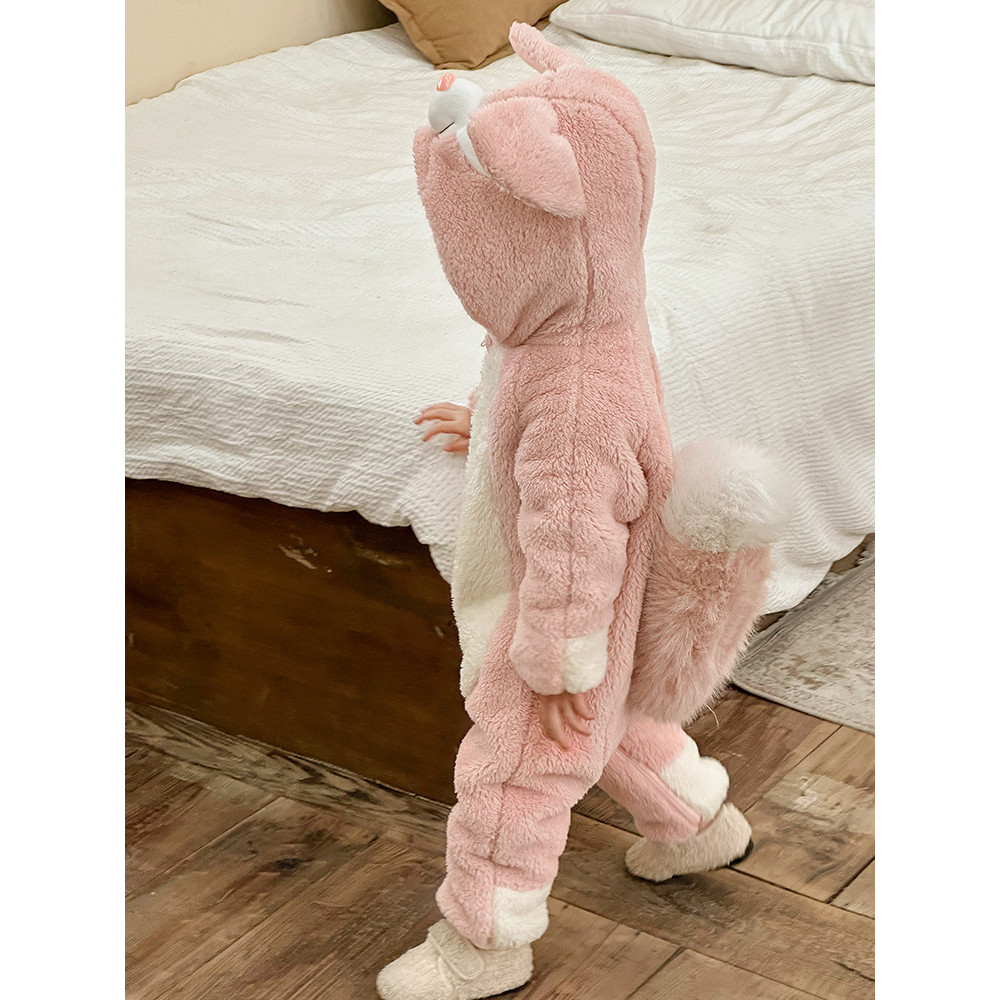 ชุดจั๊มสูทเด็กฤดูหนาว Lingna Belle Coral Fleece Loungewear สาวฤดูใบไม้ ...