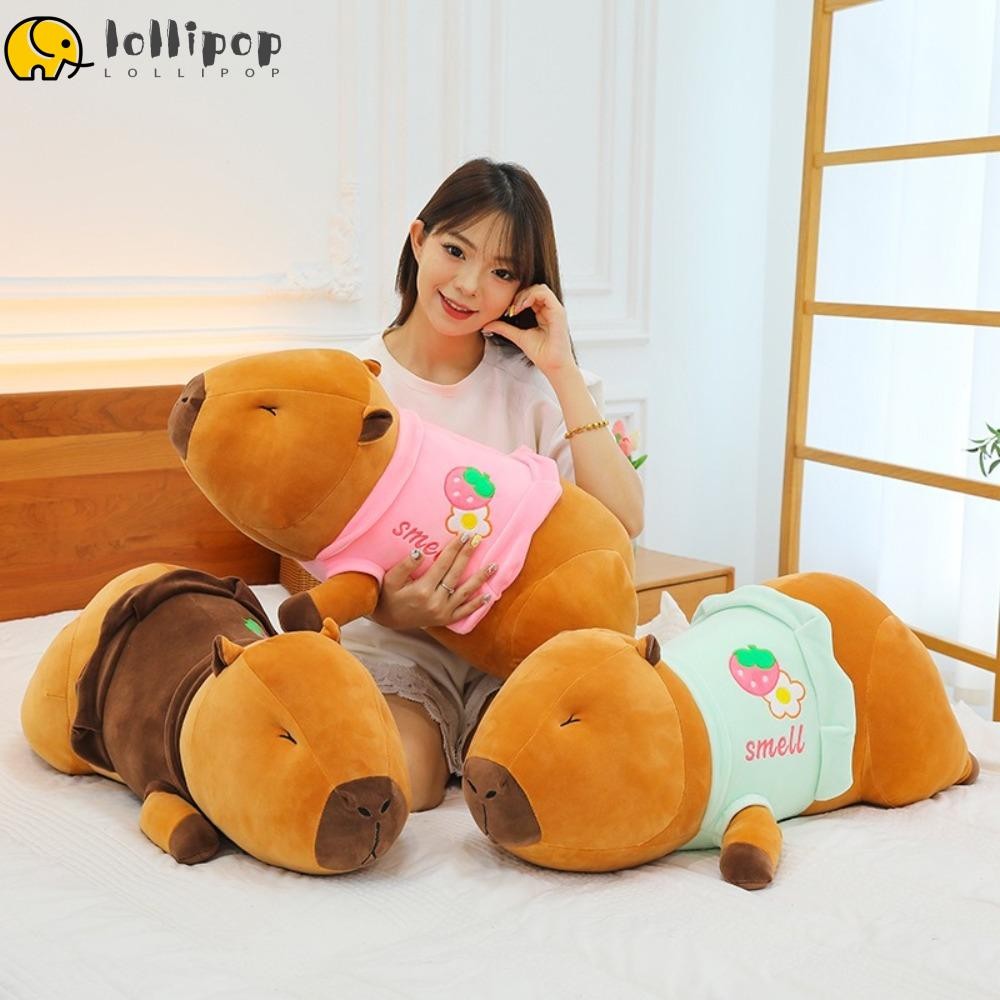 Lollipo1 ตุ๊กตา Capybara, หนูตะเภาสวมใส่ Capybara ของเล่นตุ๊กตา, การ์ตูนนุ่มโยนหมอนสบายวันเกิด ...
