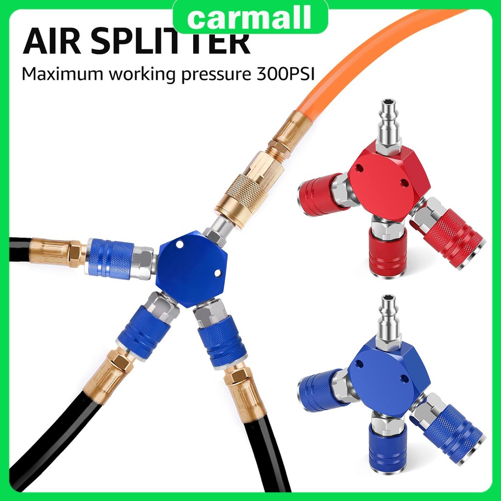 3 Way Air Manifold Air Hose Splitter ทนทาน 1/4 นิ้ว Quick Connect Air ...