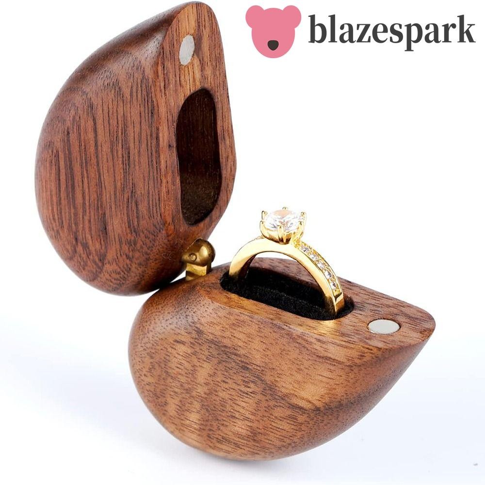 Blazespark กล่องแหวนไม้, กล่องแหวนข้อเสนอไม้วอลนัทรูปหัวใจ, ของขวัญช่องเดียวแบบพกพาทนทานกล่องจัด ...