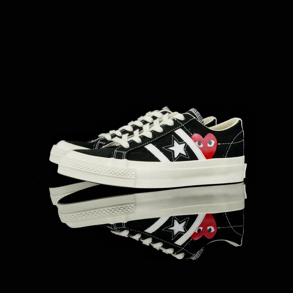 C CDG x Converse One Star Academy รองเท้าผ้าใบลำลองสีดำแบบมืออาชีพ ...