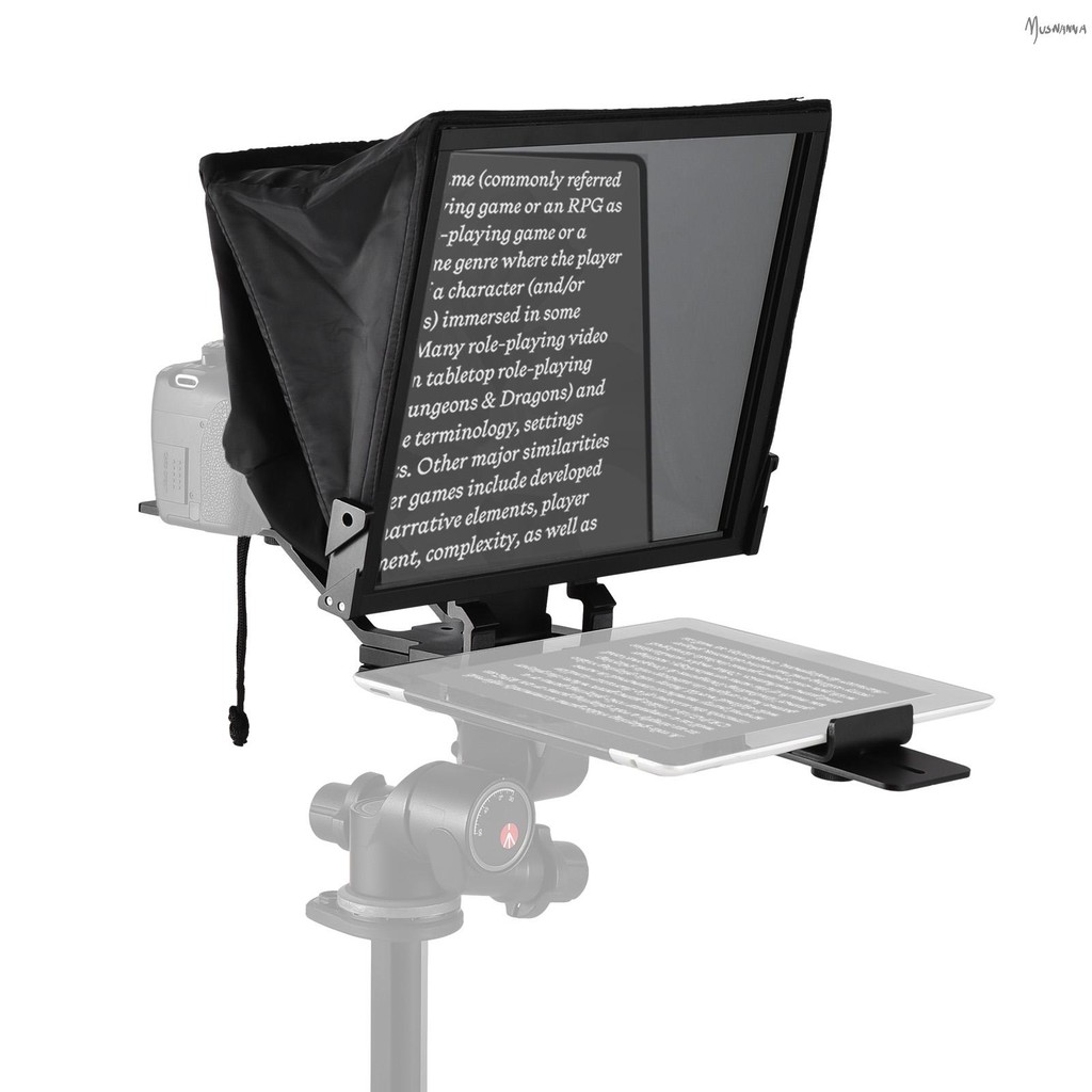 แบบพกพา teleprompter 14 นิ้ว Universal Prompter พร้อม Dual Cold Shoe ...