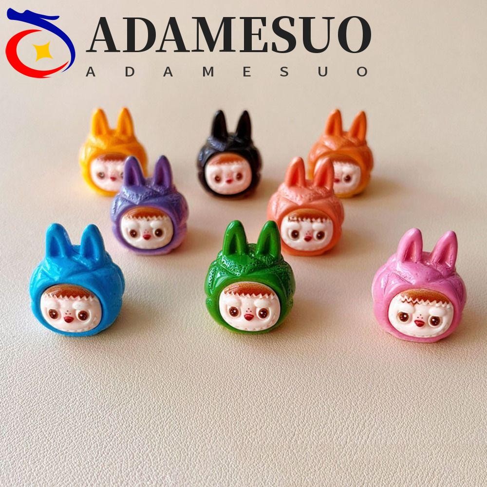 ADAMESUO 8pcs Labubu ตุ๊กตา,งานฝีมือGradient สี Labubu เรซิ่นการ์ตูน Figurine, 3D Figurines ...