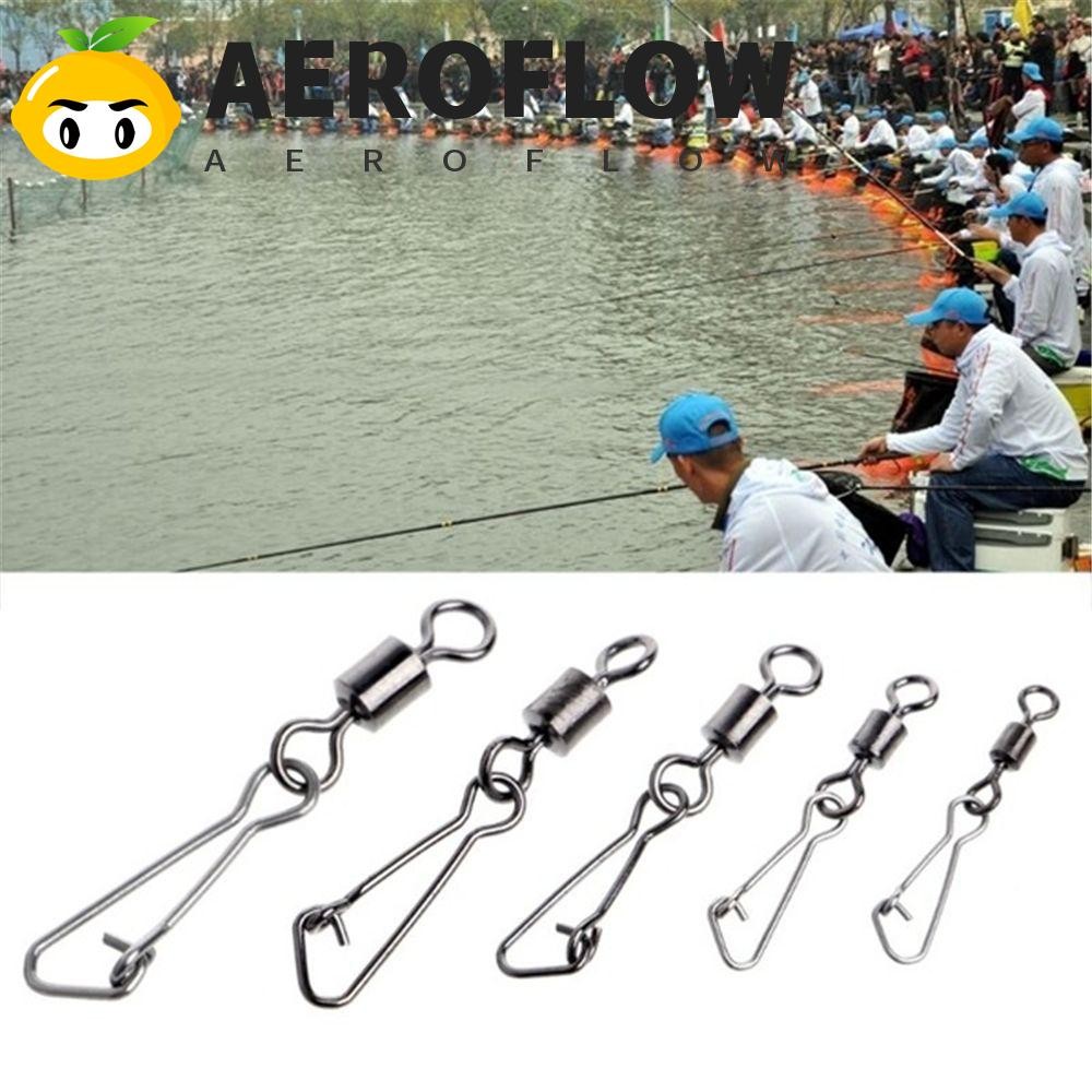 Aeroflow ตกปลาแบริ่งโลหะ 50 ชิ้น Interlock Rolling Swivel พร้อม Hooked Snap Swivel | Shopee Thailand