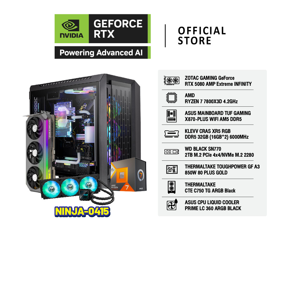 COMSET NINJA-0415 | NVIDIA® GeForce RTX™ 5080 | AMD Ryzen™ 7-7800X3D | Shopee Thailand