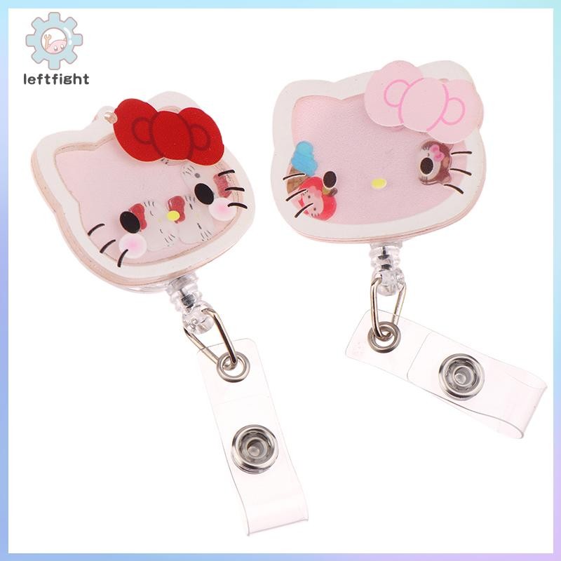 ซ้าย Kawaii Shake Hello Kitty Scalable Badge Reel ผู้ถือ Sanrio KT แมว ...